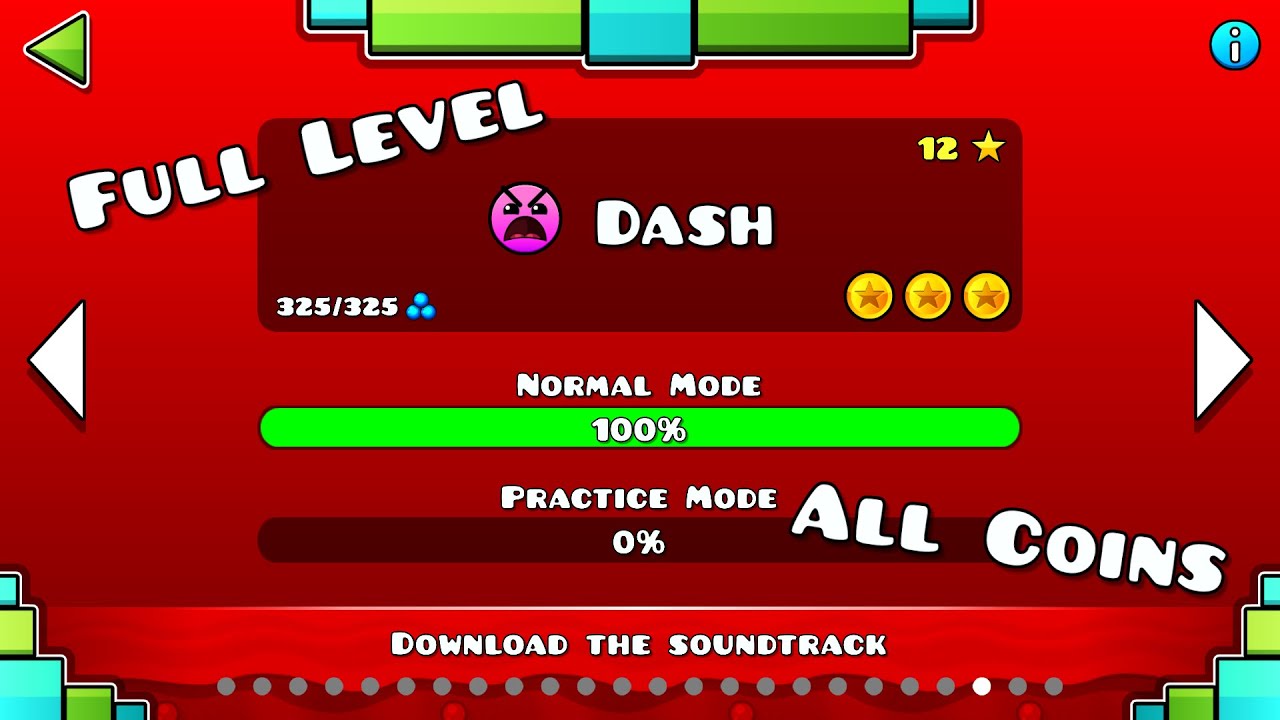 Dash full level all coins (Geometry dash) - YouTube