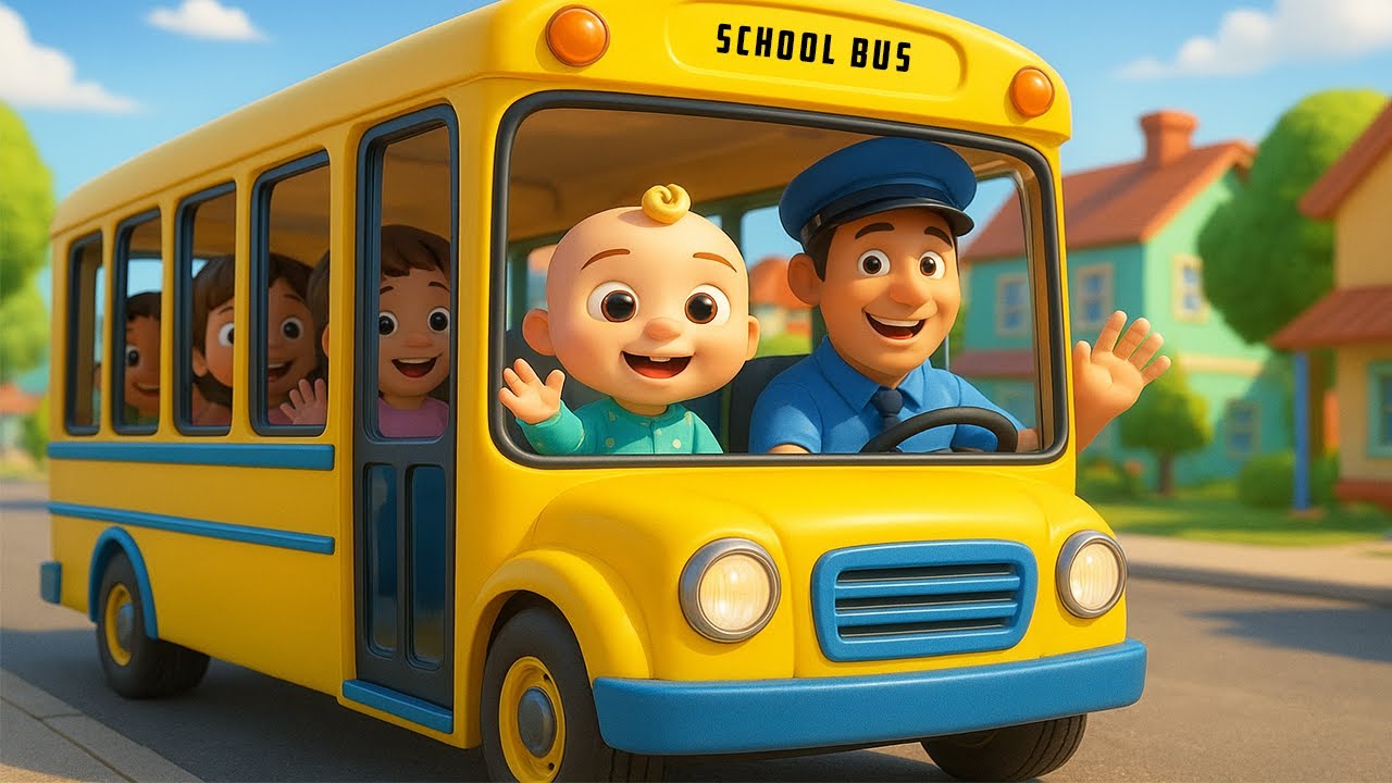 Wheels on the Bus Song | JJ and Friends Ride to School | Nursery Rhymes ...