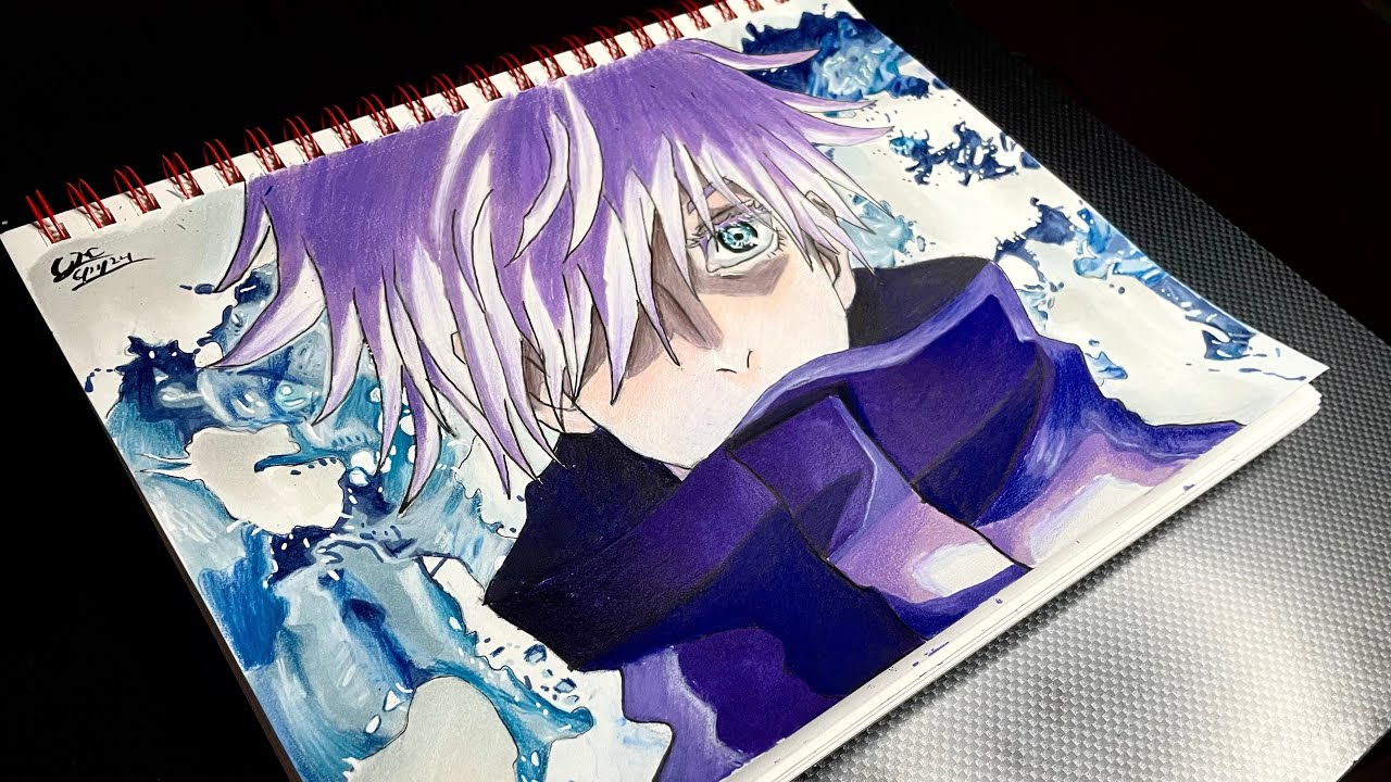 Speed drawing Gojo Satoru from Jujutsu Kaisen - YouTube