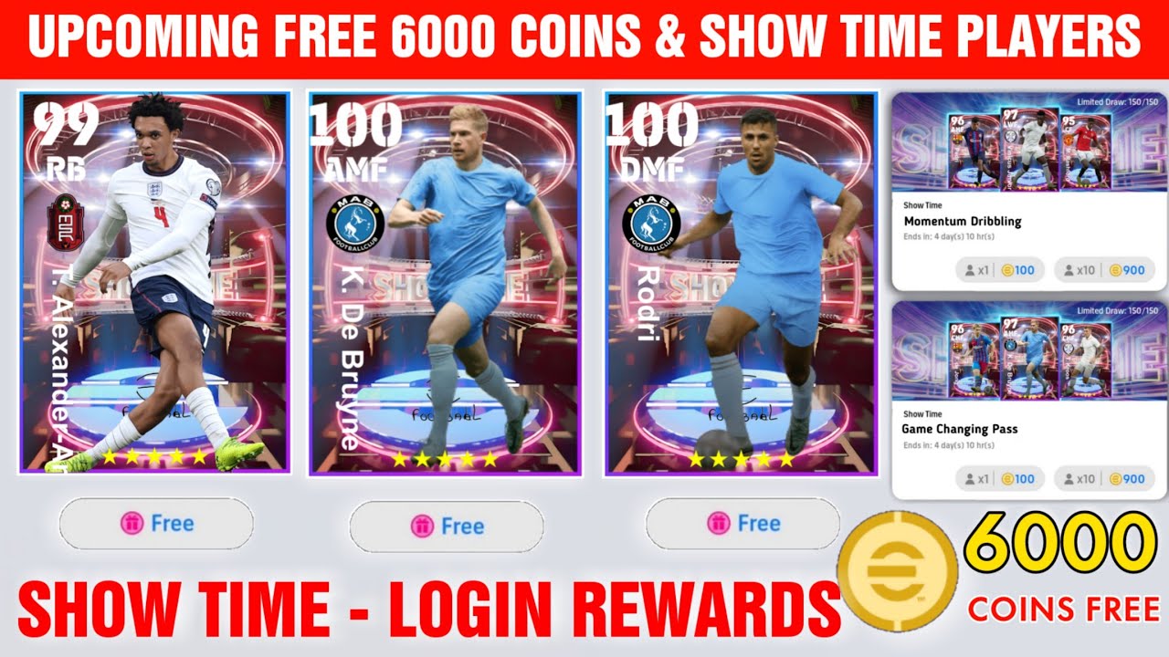 Free 6000 Coins & Free Show Time Players | New Show Time Packs ...