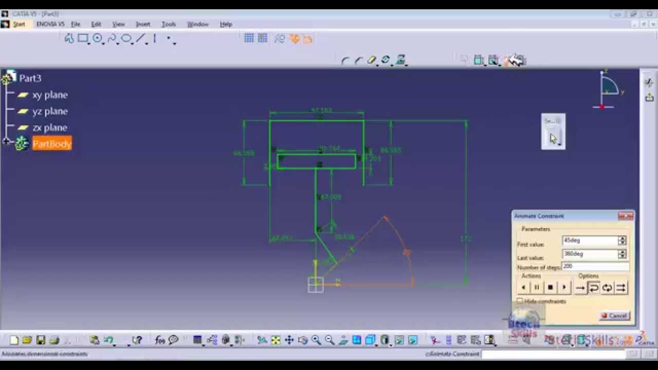 Catia Hindi Tutorial Animate Constraint Youtube