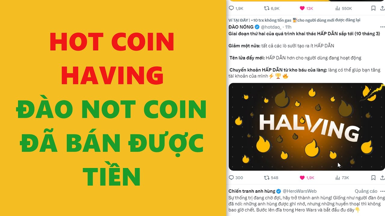 HOT coin having- đào NOT Coin đã bán được tiền- achi kiếm tiền online ...