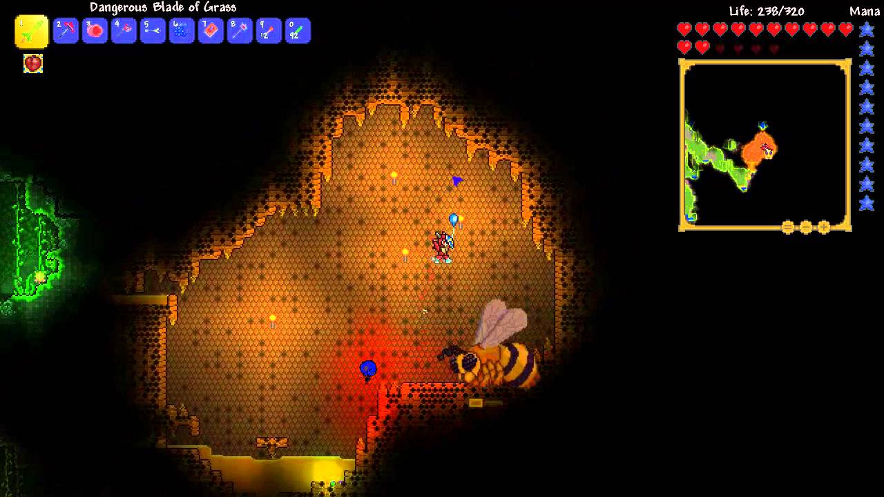 Terraria (Queen Bee Boss Fight) - YouTube