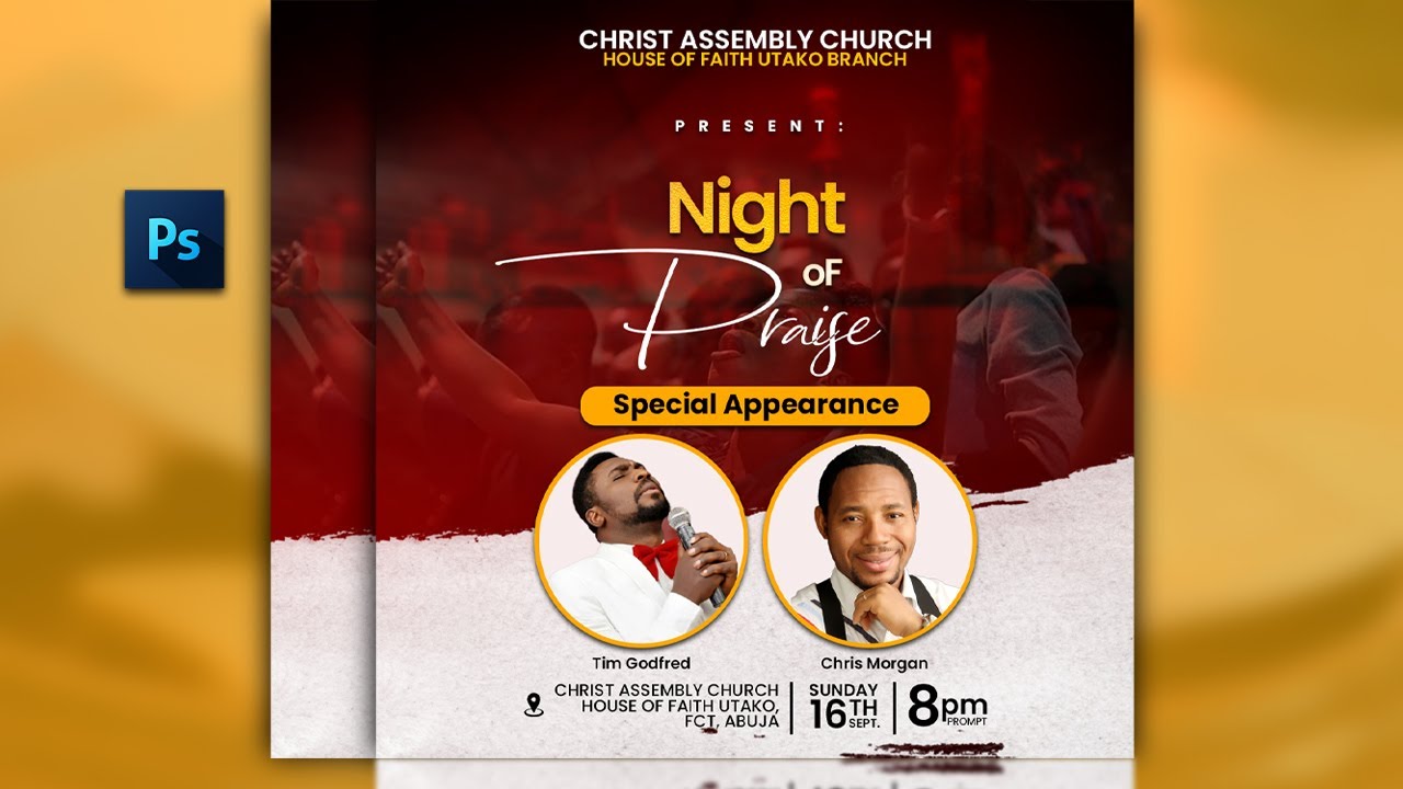 How To Design a Church Flyer Design in Photoshop | Night of Praise ...