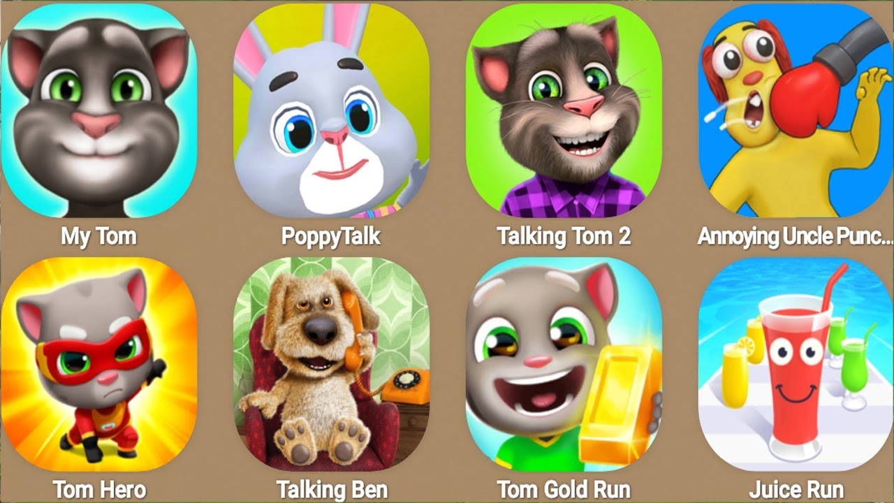 My Talking Tom,PoppyTalk,Talking Tom 2,Annoying Uncle Punch Game,Tom ...