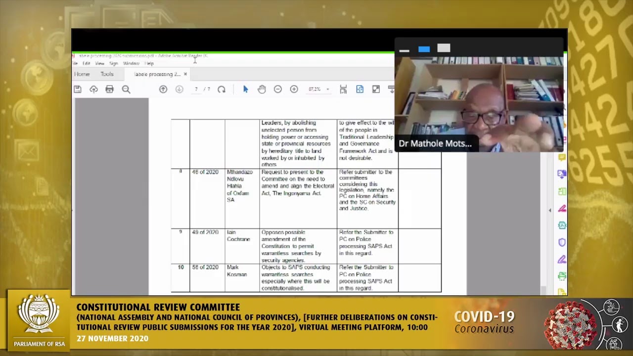 Constitutional Review Committee, 27 November 2020 - YouTube