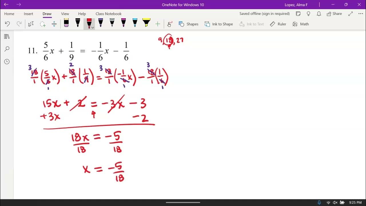 Notes 15 Solving Multi-Step Linear Equations part 2 - YouTube