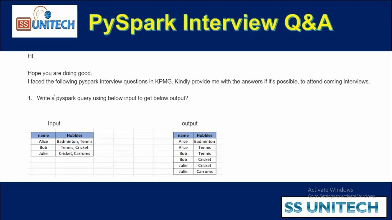 1 Kpmg Pyspark Interview Questions And Answers Pyspark Interview