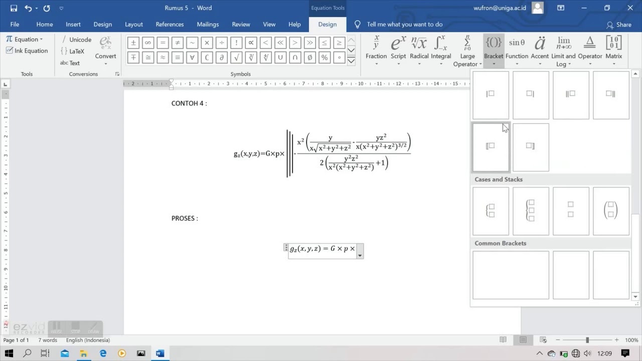 Membuat rumus (Equation) dalam MS Office Word - YouTube