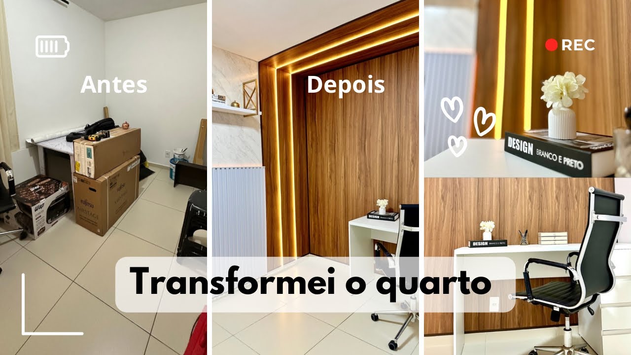 TRANSFORMAÇÃO DE QUARTO | PAINEL RIPADO| DIY| COLOCAMOS O LED E FICOU ...