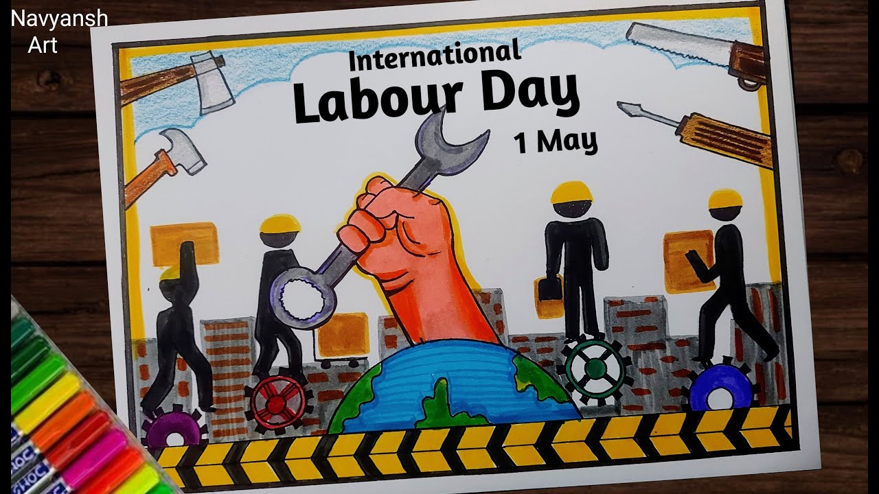International Labour Day, 1 May drawing / How to draw Workers Day ...