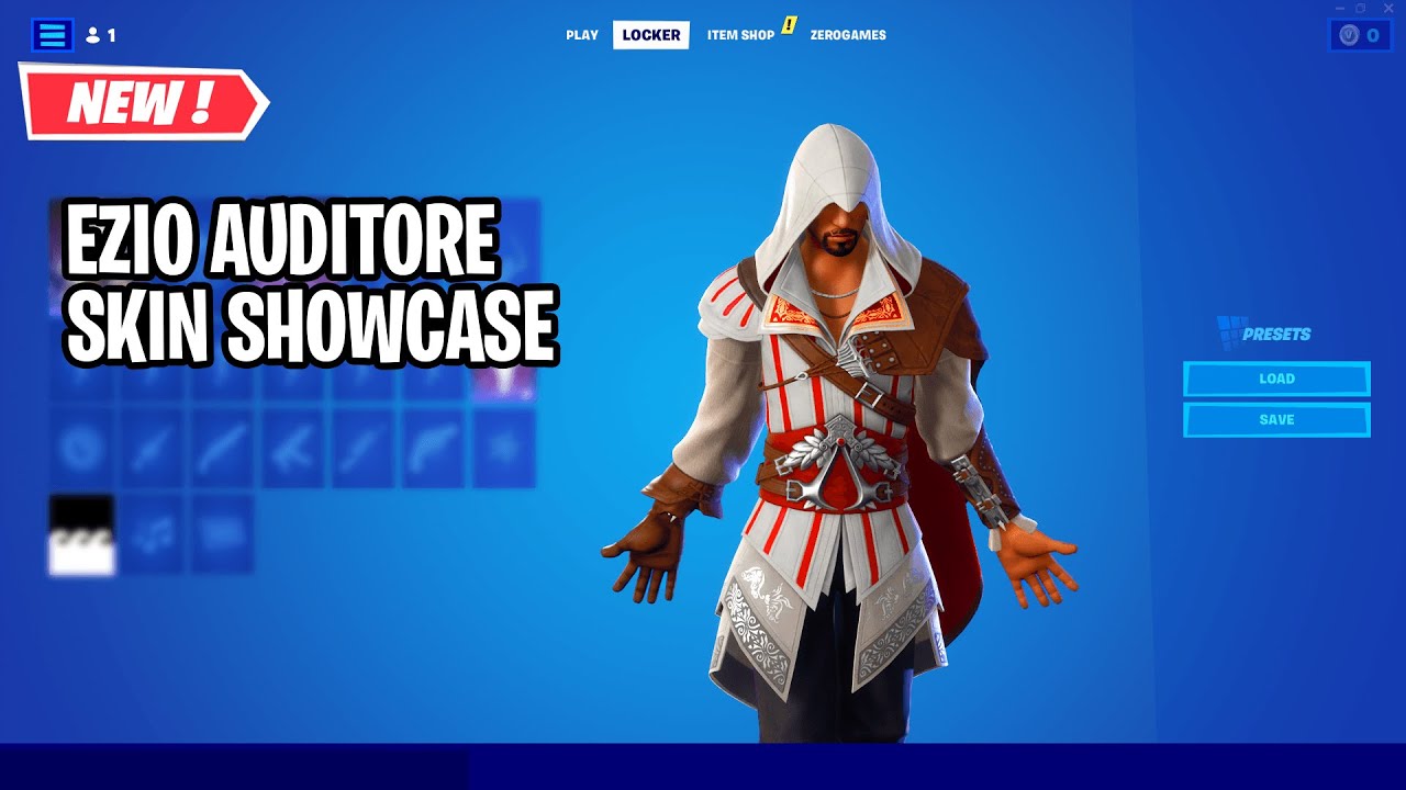 Unreleased "EZIO AUDITORE" fortnite SKIN INGAME!... (Assassins Creed x ...