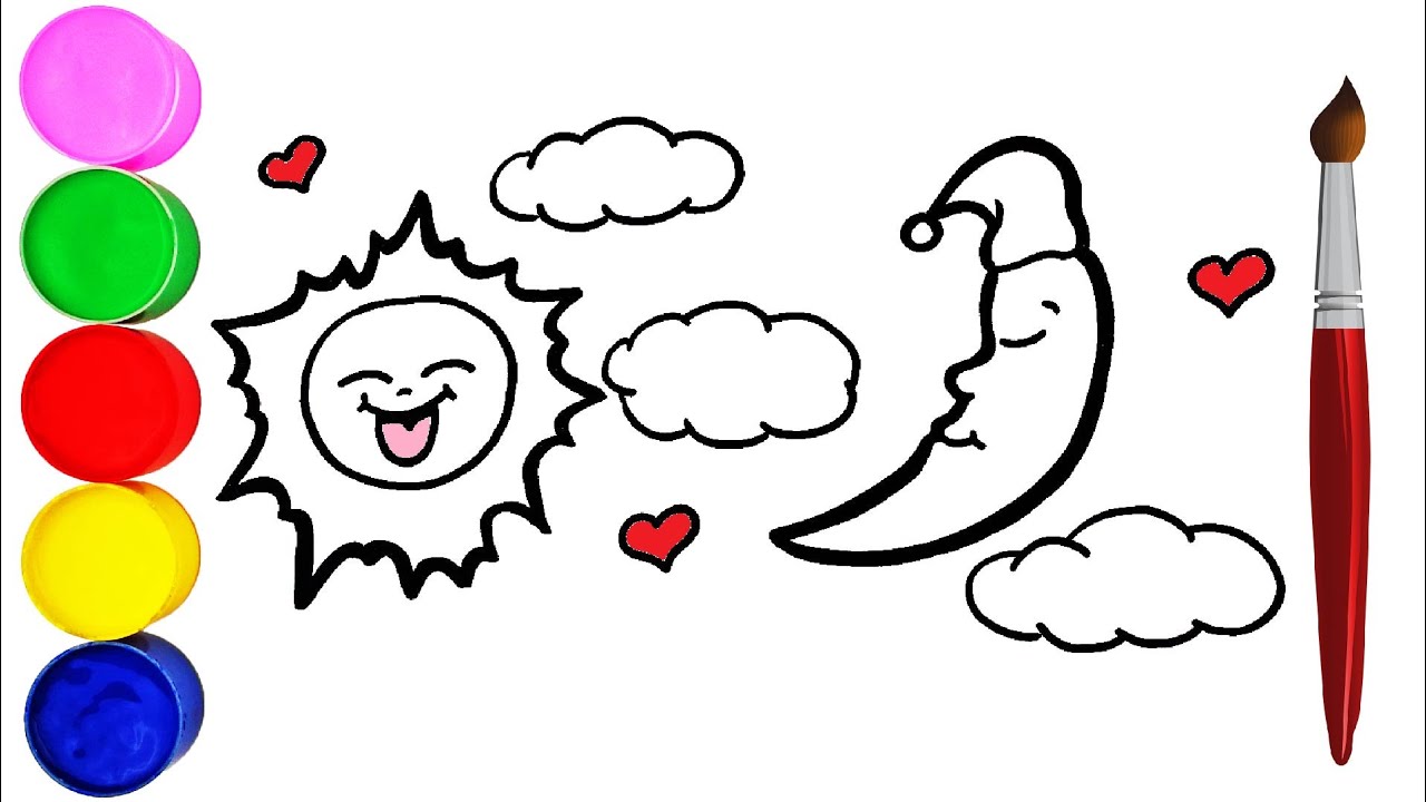 Sonne und Mond Zeichnen und Malen für Kinder - YouTube