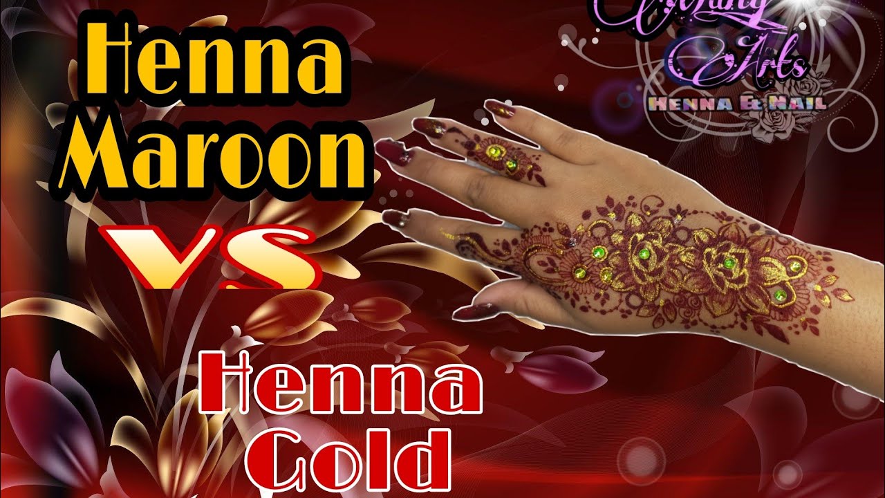 Design Simple Henna Maroon & Gold - YouTube