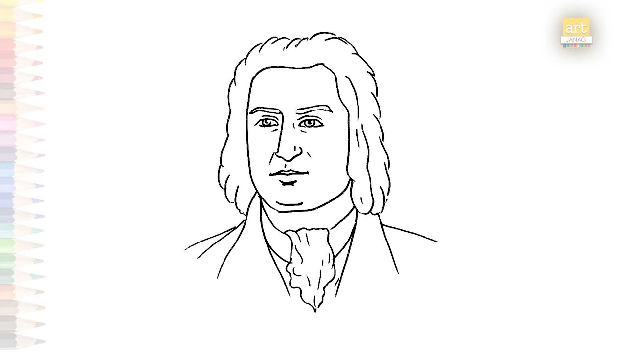 Johann Sebastian Bach drawings | Outline Art | How to draw Johann ...