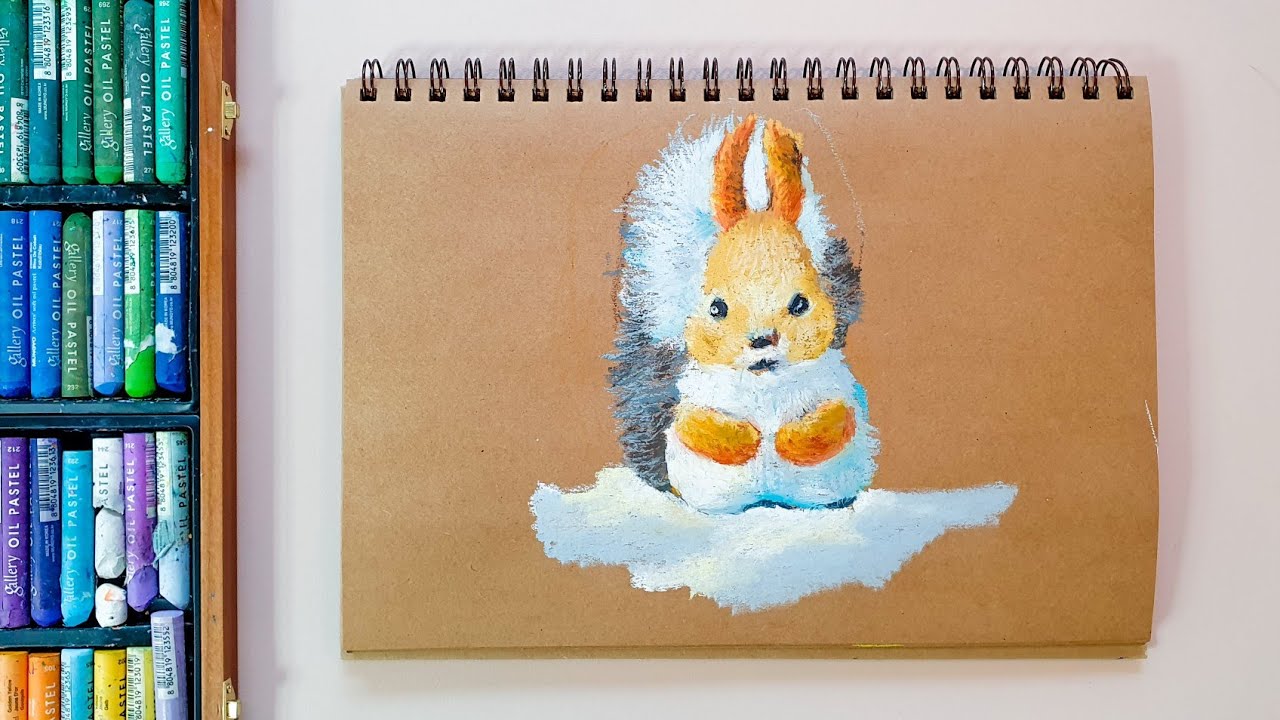 #38. Squirrel drawing with oil pastel. - YouTube