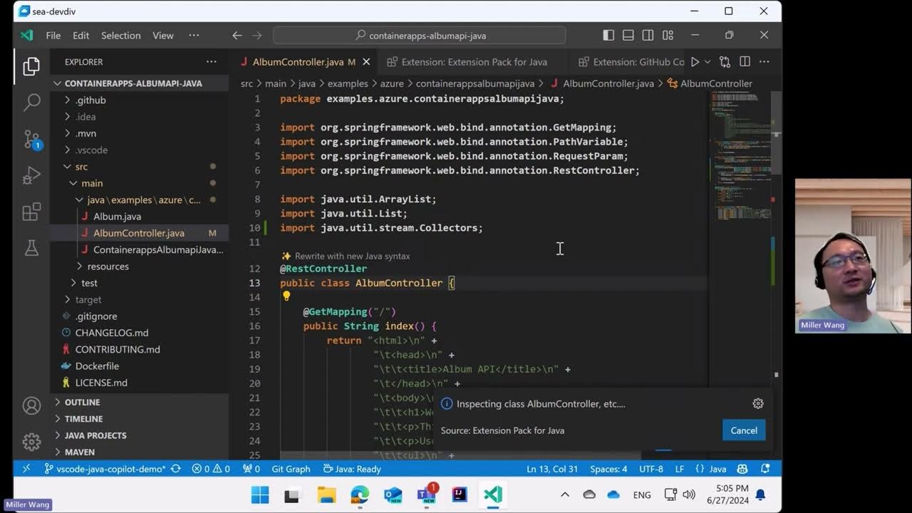 Rewriting Your Java Code With Copilot Based Suggestions In Vs Code Youtube