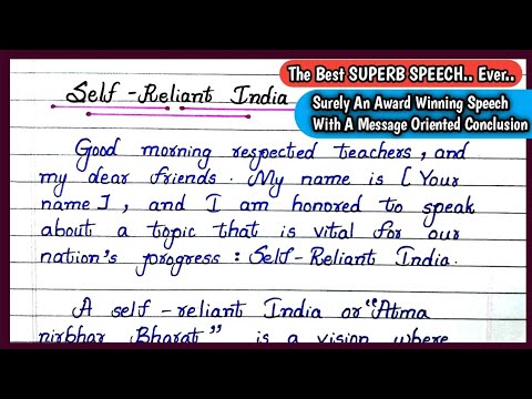 SELF-RELIANT INDIA SPEECH in English | Speech on SELF RELIANT INDIA| Atma Nirbhar Bharat Speech ...