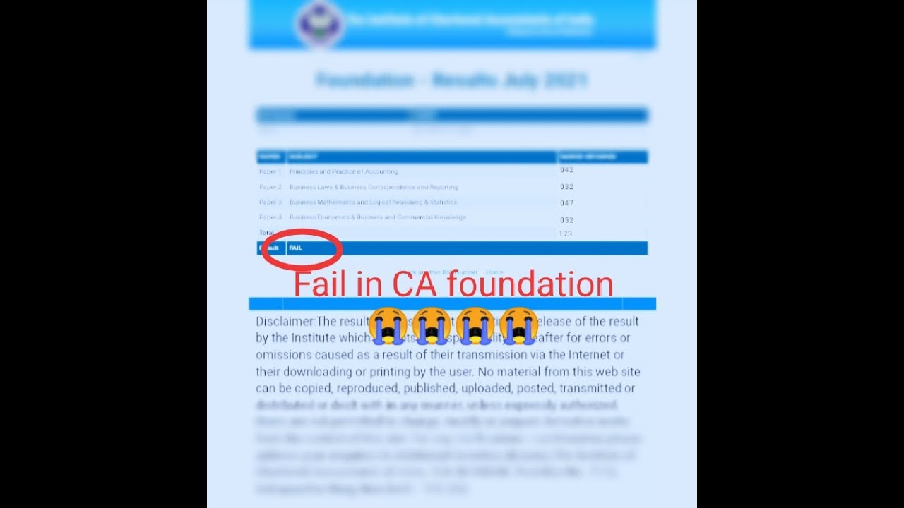 My CA foundation results 😭😭(Failed in CA foundation) - YouTube