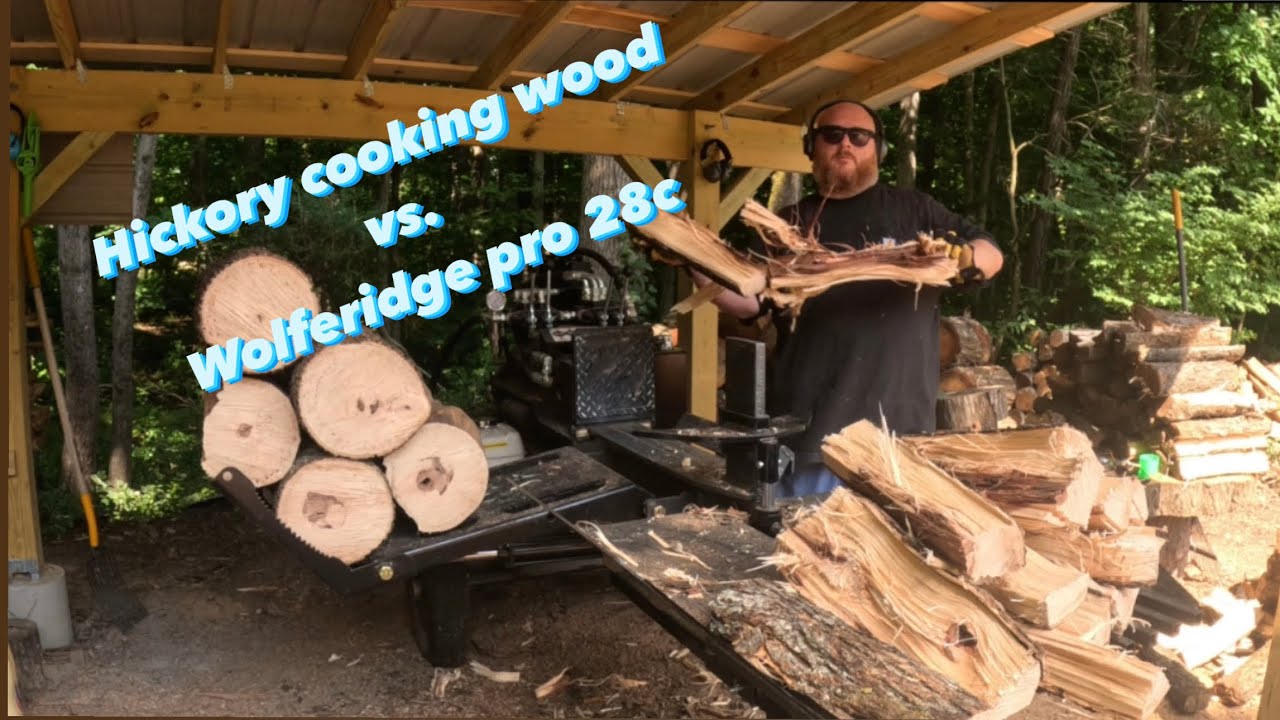 Splitting hickory cooking wood on the Wolferidge! #006 - YouTube