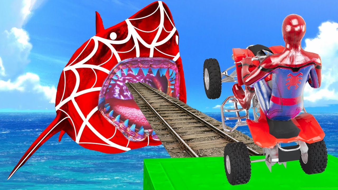 Superheroes by Quad Ride over Rainbow Spider Bridge (Spiders Shark ...