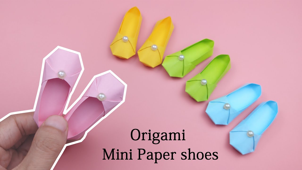 DIY MINI PAPER SHOES / Origami Shoes / Paper Craft / 摺紙迷你鞋子 - YouTube