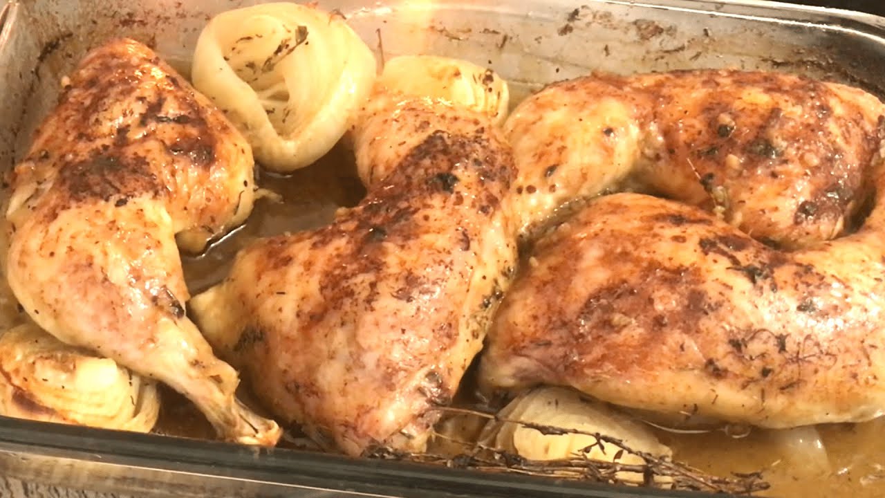 roested chicken with lemon and onion - YouTube
