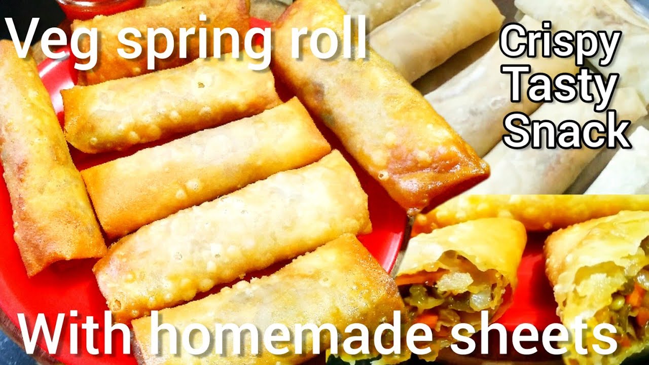 वेज स्प्रिंग रोल्स घर की शीट से बने । Veg Spring Rolls with Homemade ...