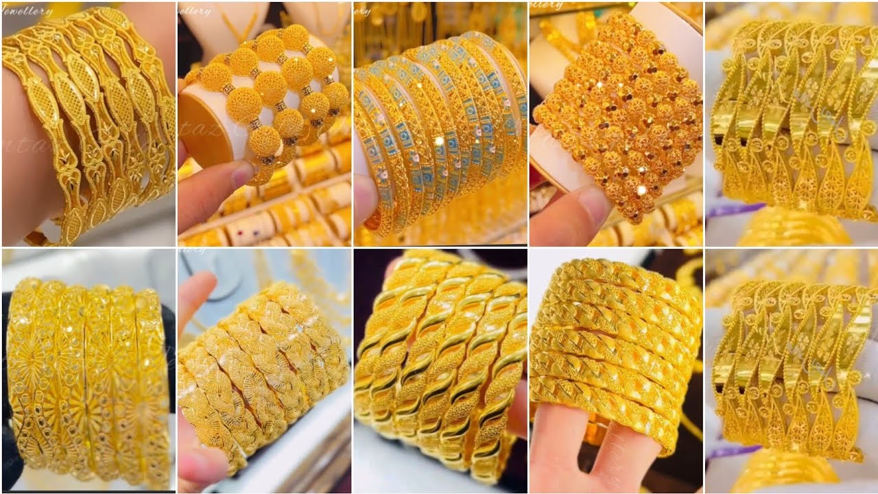 Latest Arabic Gold Bangles designs | Arabic Gold kangan designs ...