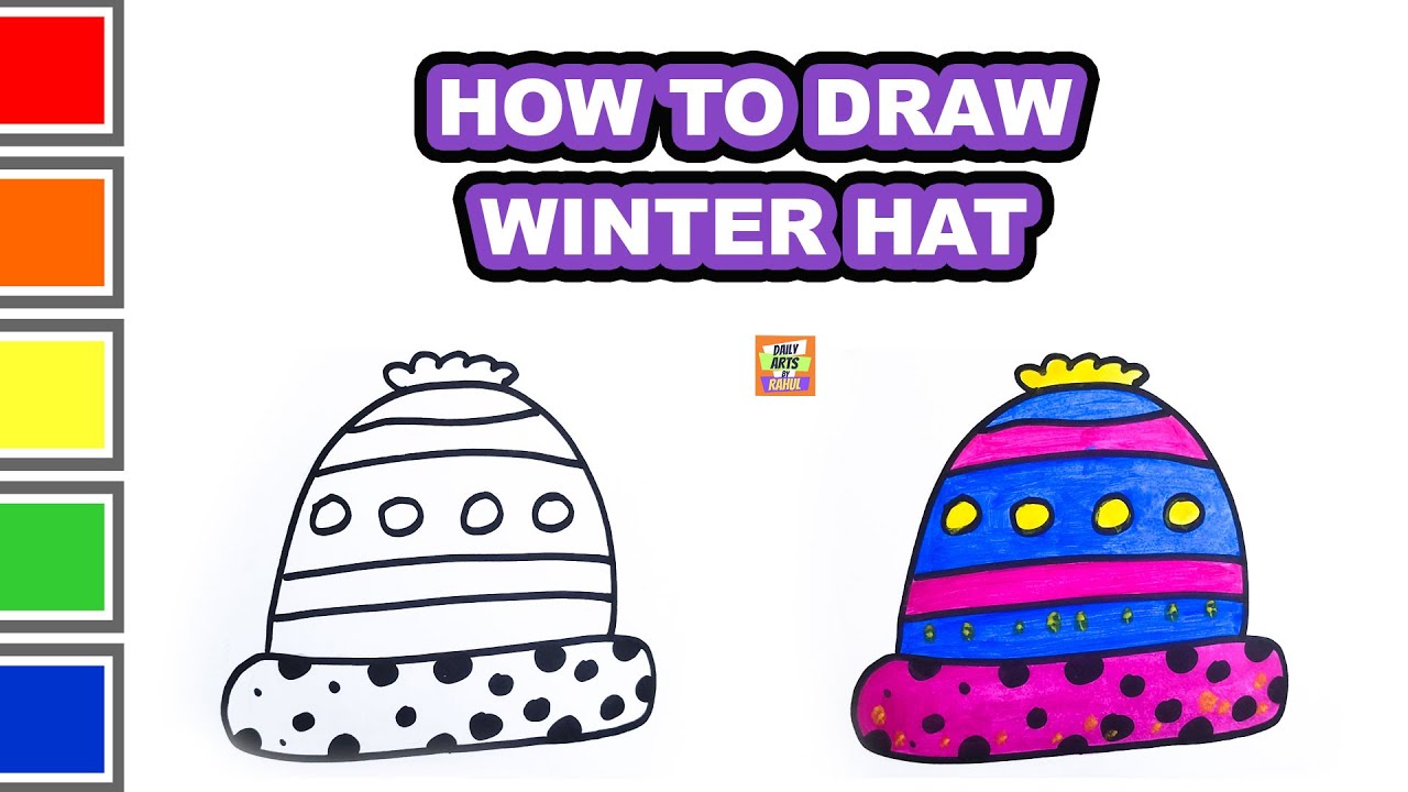 Winter Hat Drawing & Coloring Page for Toddlers | Child Art | Daily ...