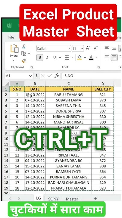 Excel Sheet Product Master Sheet /ms Excel Tutorial/Master Sheets/ - YouTube