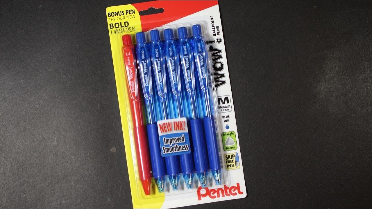 Pentel Wow! 1.0mm and 1.4mm Ballpoint Pen Review - YouTube