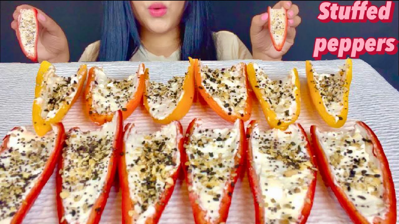 ASMR | STUFFED PEPPERS | CRUNCHY EATING SOUNDS | MUKBANG *NO TALKING ...