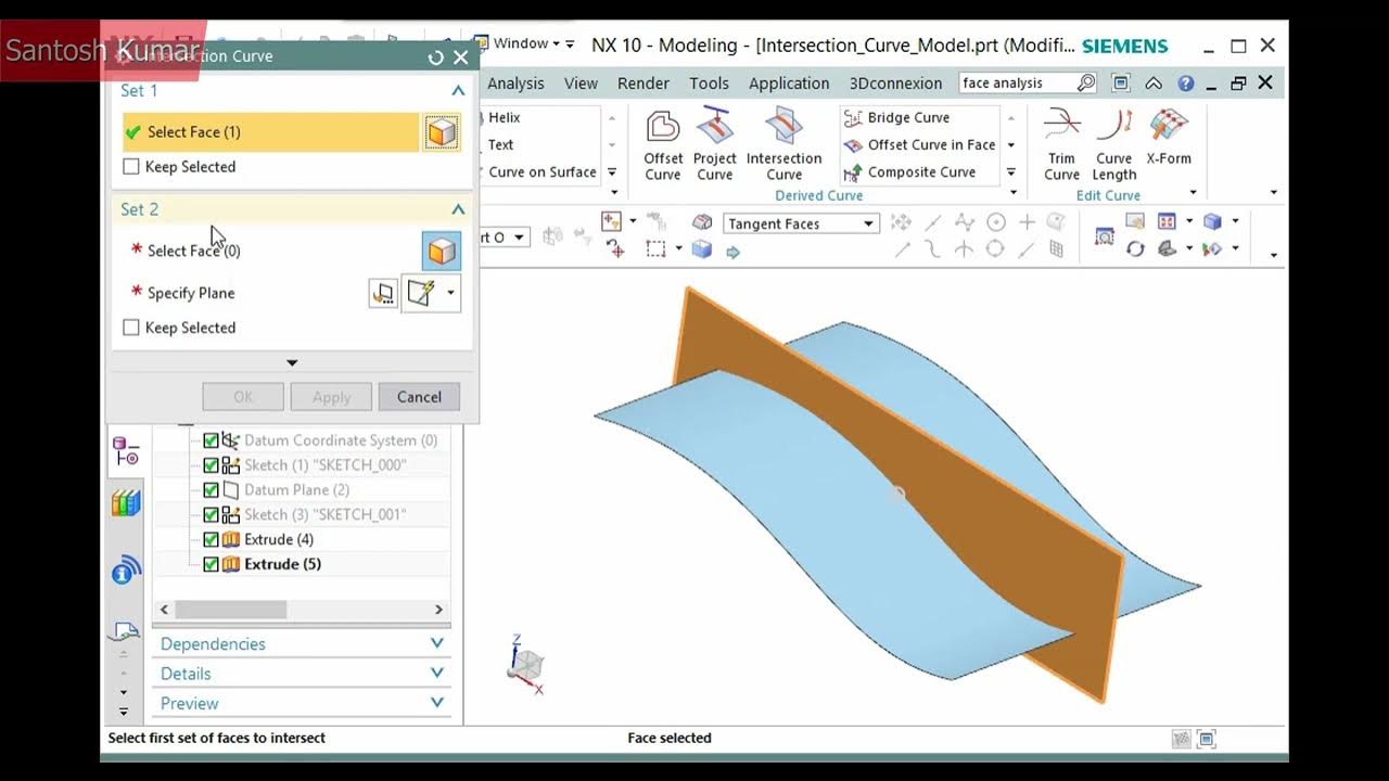 NX 12.0 | SIEMENS | Walkthrough - INTERSECTION CURVE - YouTube