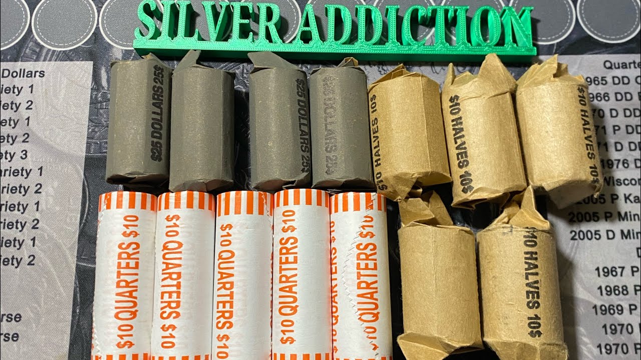 $200 mixed denominations coin roll hunt. Dollars, halves & quarters ...
