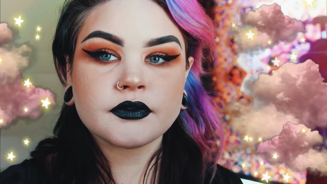 Warm Brown Eyeshadow with a Dark Lip Goth Makeup Tutorial Using the ...