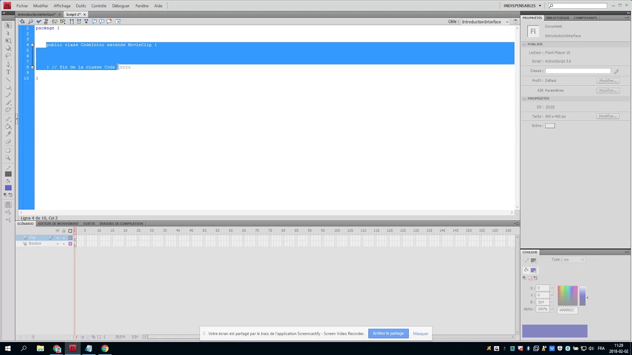 ICS4U - FAQ - ActionScript trace("bonjour le monde") - YouTube