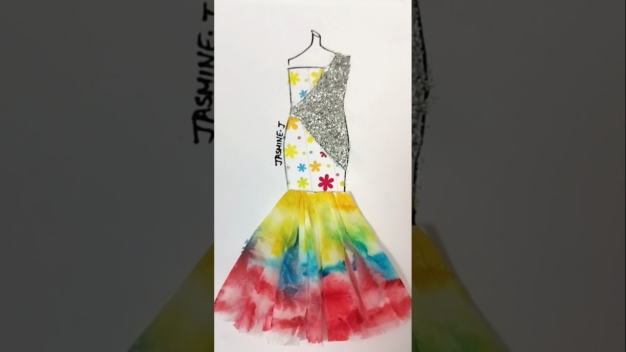 Creative Tissue paper dress painting | Fashion Illustration design # ...