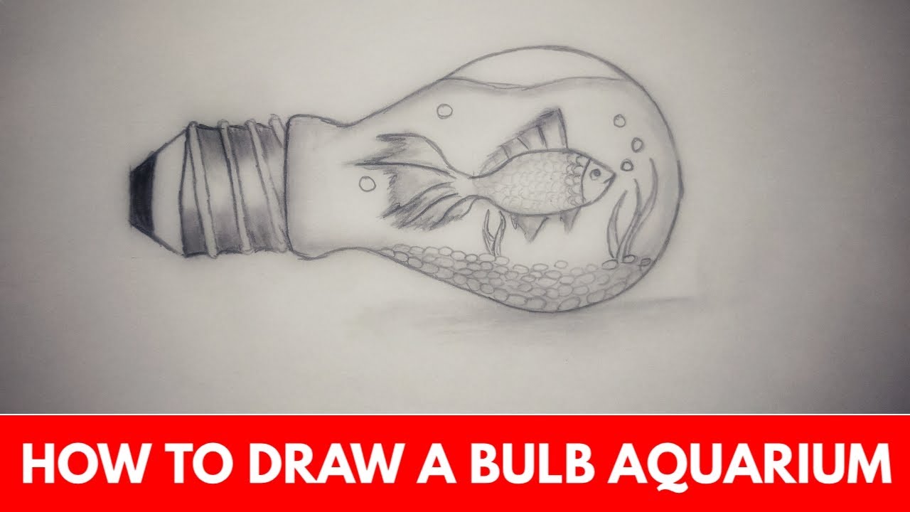 How To Draw A Fish inside the bulb/ Bulb Aquarium/AV Speaking Art - YouTube