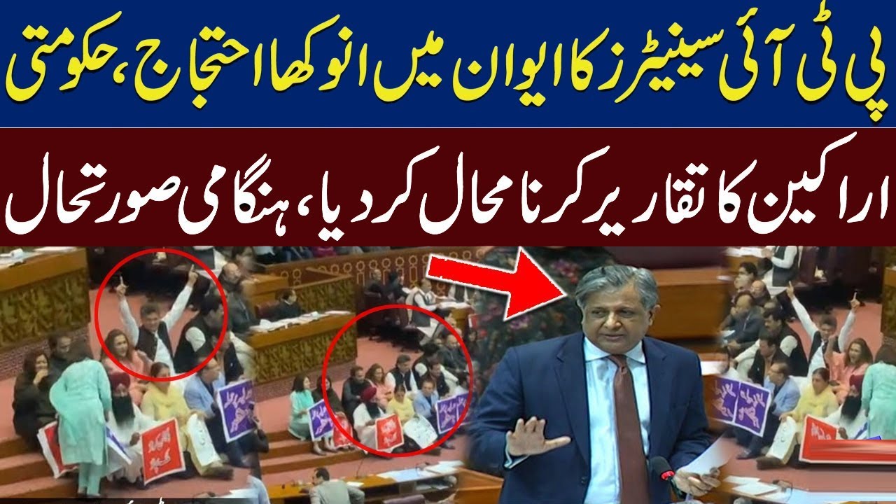 PTI Senators Out of Control in Parliament | PTI porters in Parliament ...