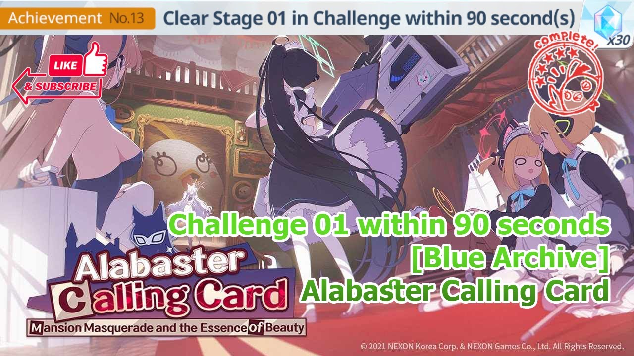 [Blue Archive] Challenge 1 | 90 seconds - Alabaster Calling Card #bluearchive - YouTube