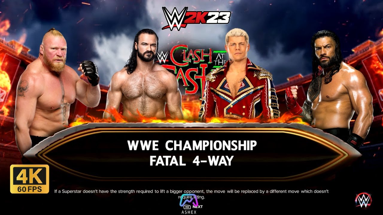 Fatal 4 way of powerhouses_ WWE 2k23_Reigns vs Rhoades vs Mcintyre vs ...
