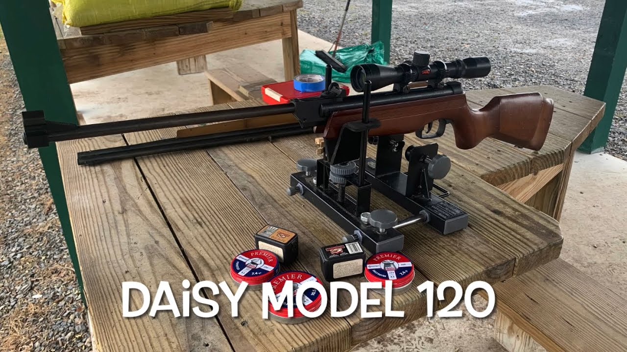 Daisy model 120 .177 pellet rifle at the range break action gamo - YouTube