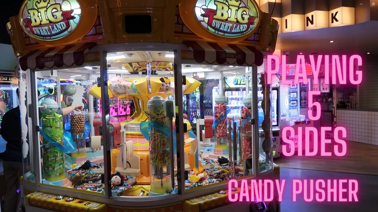 Playing 5 Sides of the Candy Pusher - BIG SWEET LAND - Arcade Game ...