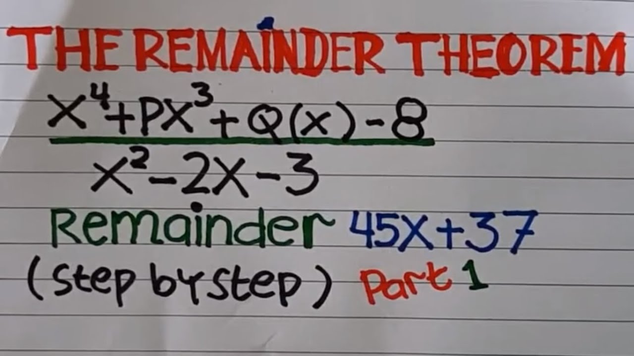 Solving the remainder theorem part 1 ( step by step ). - YouTube
