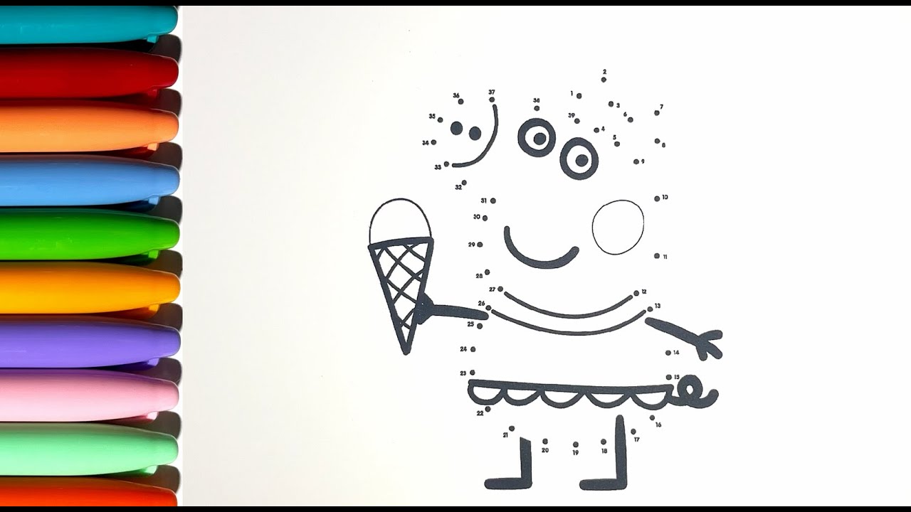 Art for Babies & Kids - Connect the Dots, Color & Music - Peppa Pig ...