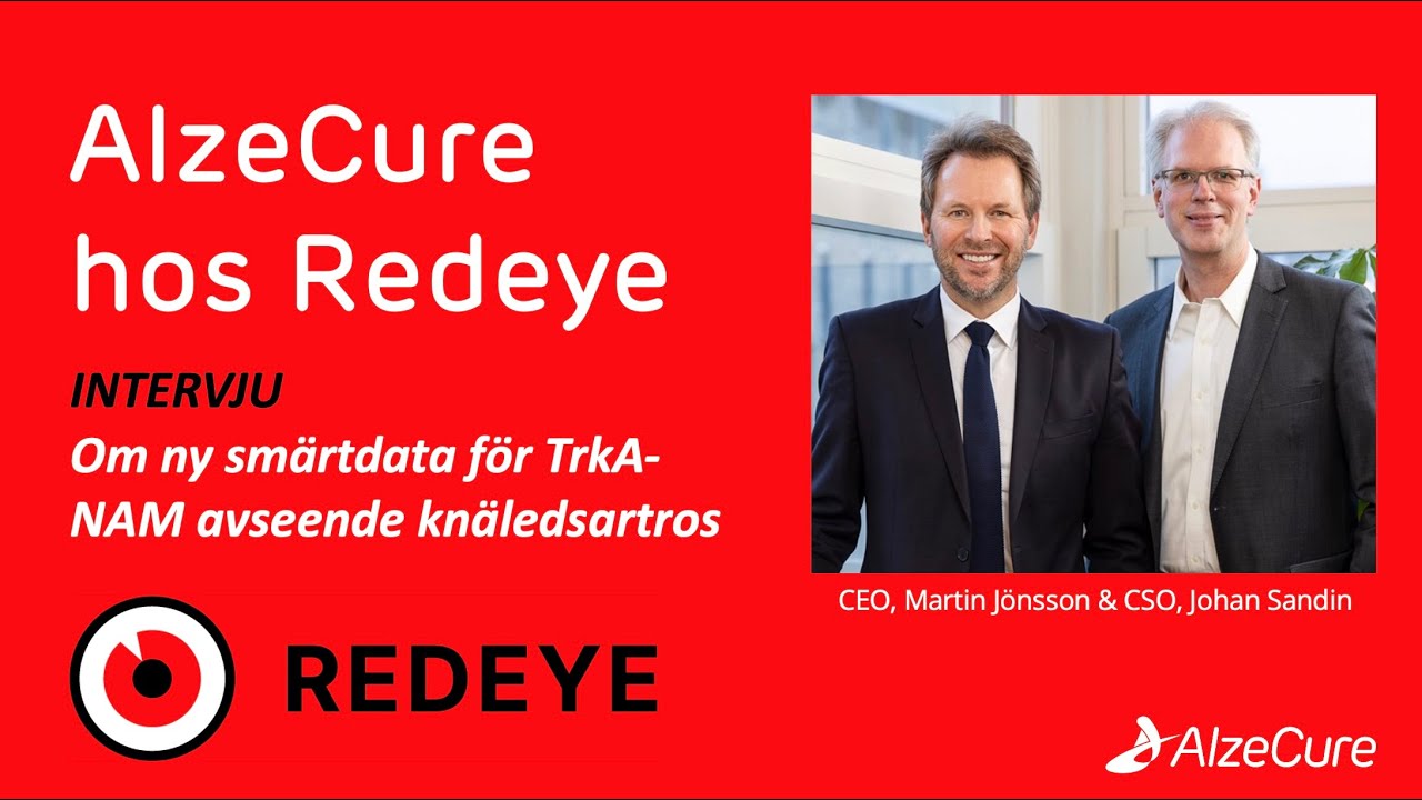 AlzeCure Pharmas VD, Martin Jönsson och CSO Johan Sandin hos Redeye ...