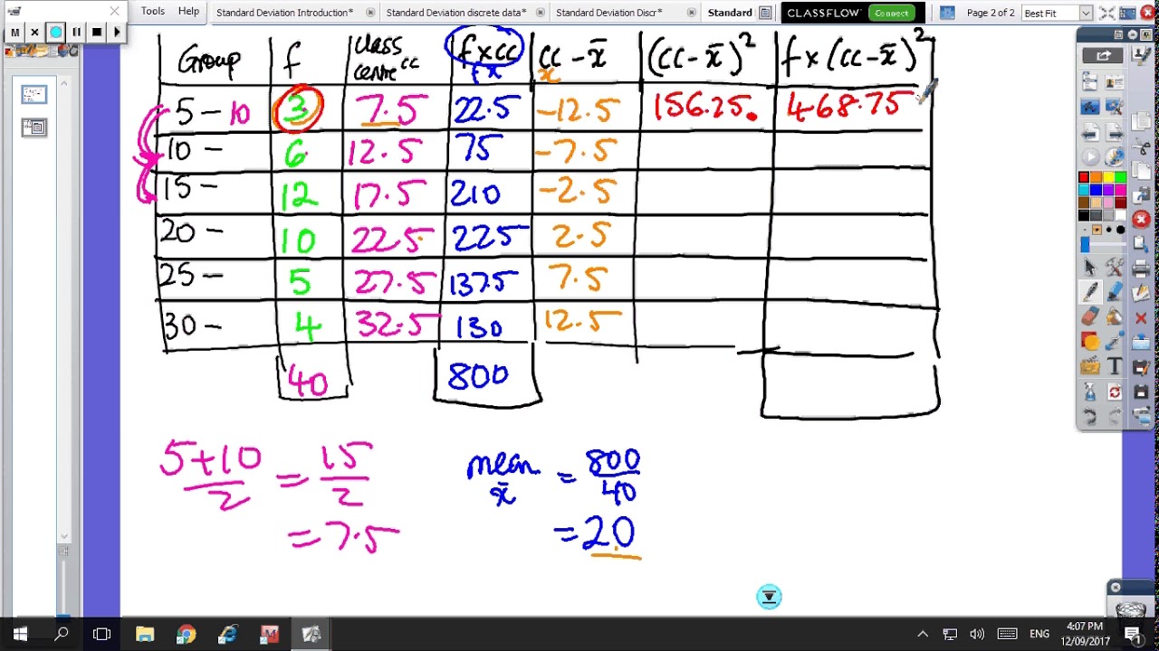 Standard Deviation - Grouped Data examples - YouTube