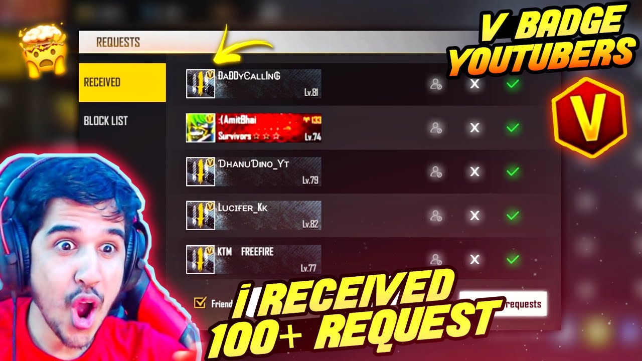 V Badge Player Send Me Request I Received 100 V Badge YOUTUBERS Fd v-badge-player-send-me-request-i-received-100-v-badge-youtubers-fd