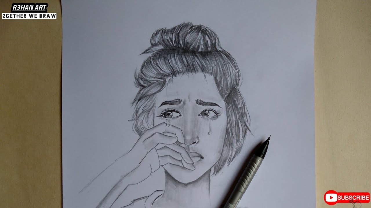 How to draw sad girl easy || drawing for beginners // with only one ...